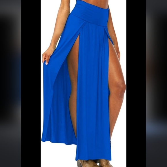 GoJane | Skirts | Go Jane Blue High Slit Coverup Skirt L | Poshmark